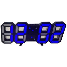 Digitale Wanduhr led elektronischer Geschenkwecker intelligenter 3D-Digitaluhrwecker blau