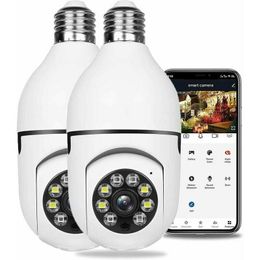 Tovbmup - WiFi-Glühbirne, 5G, ptz, kabellose Überwachung im Freien, 1080P, ip, wasserdicht, 360°-Farbnachtsicht, KI-Menschenerkennung, 1