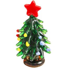 Glasfigur, Miniatur-Weihnachtsbaumfigur aus Glas, Bastelornamente für Zuhause, Tisch, kleine Dekoration, Geschenke