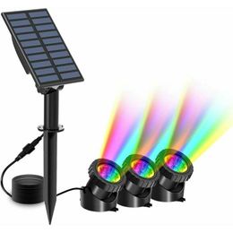 Tovbmup - Solar-Teichlicht, RGB-LED-Teichlicht, Solar-Unterwasserstrahler mit 2 Modi, Teichbeleuchtung mit IP68 wasserdicht,