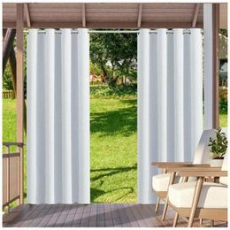 1 Flächenvorhang Außen- und Innen-Sonnenschutz-Ösenvorhänge für Pergola-Veranda-Pavillon-Garten-Rasen-Flur, 132 213 cm, weiß