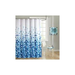 Duschvorhang Wasserdichter Anti-Schimmel Duschvorhang aus Polyester Stoff Waschbar Badewanne Vorhang mit 12 Duschvorhangringen 180x180cm Blau