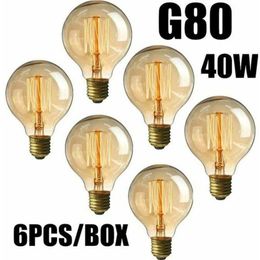40WE27 Vintage Edison G80 Glühlampe Warmweiß 220V6 Pack