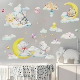 Amirror Smart Ug - Niedliche Elefant-Wandaufkleber, Mond-Sterne-Wolken-Wandaufkleber, schöne Bären-Wandaufkleber, DIY-entfernbare Heimdekoration,