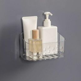 Tovbmup - Duschablage, kleine Duschablage, ohne Bohren, Wandmontage, selbstklebende Aufbewahrung für Bad und Küche, transparenter Kunststoff.