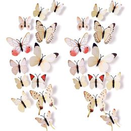 24 Stück 3D lebendige spezielle künstliche lebendige Schmetterlingskunst diy Wandaufkleber Aufkleber Kinderzimmerdekoration, Badezimmerdekoration,