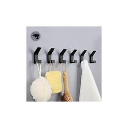Handtuchhalter ohne Bohren Wasserdicht Selbstklebend Handtuchhaken Haken Wandhaken für Bad Toilette Handtuchhalter Küche Büro 6 Stück Schwarz