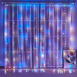 Vorhang-Lichterkette, 3 x 3 m, 300 LEDs, 8 Beleuchtungsmodi, USB-Fernbedienung, Vorhang-Lichter, Fensterdekoration, Innenbereich für Weihnachten,
