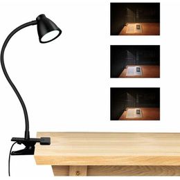 Dimmbare LED-Klemm-Schreibtischlampe, faltbare Architektenlampe mit Klemme, flexible 360°-Ästhetiklampe mit 3 Farbmodi und Metallschwenkarm,