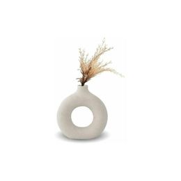 Vase, Keramikvase Heimdekoration, minimalistische Deko, weiß, vegetarisch, Keramik, Blumentopf, dekorative Vase, 13,5 x 3,5 x 14,5 cm