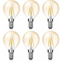 Lycxames - 6 Stück E14 LED-Filament-G45-Glühbirne, 4 w (entspricht 40 w), E14 dimmbarer Kandelaber, bernsteinfarbenes Leuchten, Vintage-Glühbirne in