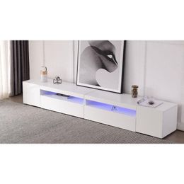 Lowboard, tv Schrank weiß hochglanz, mit 16 Farben LED-Beleuchtung, Fernsehtisch, TV-Kommode, b/h/t: 240/35/39cm - Merax