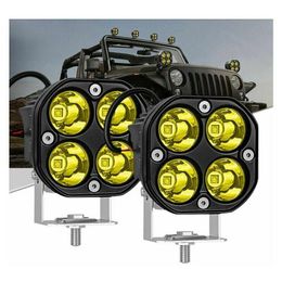 Tovbmup - LED-Nebelscheinwerfer, Gelb/Gelb, Offroad-Fahrlicht, Arbeitsscheinwerfer, Stoßfänger, 2 Stück, 3 Zoll, 40 w, wasserdicht, passend für Auto,