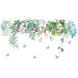 Amirror Smart Ug - Grüne hängende Blatt-Wandaufkleber, abnehmbare frische Pflanzenblätter, Blumenranken, Wandaufkleber, grüne Pflanzen, Wandbild,