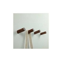 Wandhaken aus Holz, Stoff, Hutablage, Haustürdekoration, 4 Stück, Buche (Walnussbraun, 6 cm)