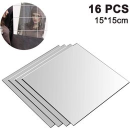 Amirror Smart Ug - 16/32 Stück abnehmbarer Acryl-Spiegelrahmen-Wandaufkleber für Zuhause, Wohnzimmer, Schlafzimmer, Dekoration (0,2 mm, 15 x 15 cm)