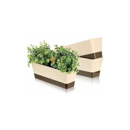 Eting - 3 Stück Rechteck Blumenkasten Blumenkasten 11,8 Zoll Fensterbank Blumentopf Indoor Kleiner Sukkulenter Kunststoff Übertopf mit Tablett für