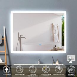 Badspiegel mit Beleuchtung Badezimmerspiegel Wandspiegel Lichtspiegel 90 x 70 cm Beschlagfrei 3 Lichtfarben Dimmbar led Memory Funktion