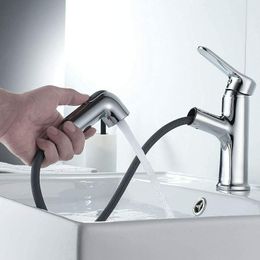 Amirror Smart Ug - Wasserhahn für Bad mit Amusziehbarer Brause, Messing Waschtischarmatur Mischbatterie Waschtisch Armatur, Badarmatur Warm Kalt