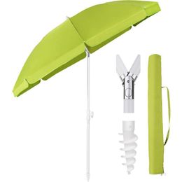 sekey 160 cm Sonnenschirm Stabil Strandschirm mit Bodenhülse & Schutzhülle für Balkon Garten & Terrasse Neigungswinkel und Höhe verstellbar, Rund