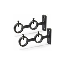 2 Stück Doppelhaken Gardinenstangenhalterungen für Wohnzimmer Schlafzimmer Gardinenstangenhalter (schwarz) (2 Stück)