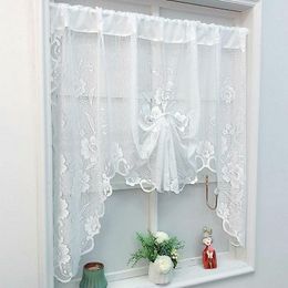 Gardinen-Tüll-Vorhang, kurz, durchsichtig, für die Küche, verstellbarer Vorhang (weiß)