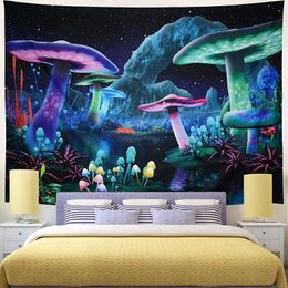 Amirror Smart Ug - Wandteppich mit psychedelischen Pilzen, Fantasiepflanze, Wandteppich, Galaxie, Weltraum, Sternenhimmel, Wandbehang für
