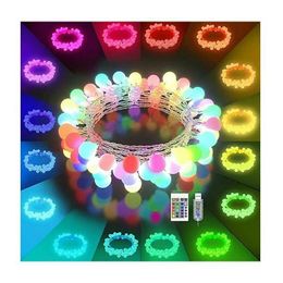 LED-Lichterketten – 16 Farben, die 50 LED-Kugelkugeln wechseln, Innenlichterketten mit Fernbedienung, mehrfarbige dekorative Lichter