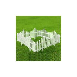 Gartenzaun, weiße Kunststoff-Garten-/Rasenbegrenzungen, Begrenzungen, Landschaftspfadplatten, Set mit 4 Stück (Gesamtgröße: 244 cm b x 33 cm h) Weiß