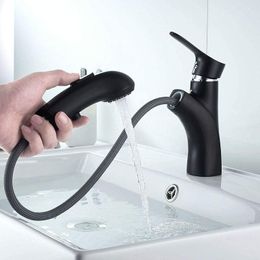 Amirror Smart Ug - Badarmatur mit ausziehbarer Brause, Messing-Waschtischarmatur und zwei Wasserdurchflussmodi für Waschbecken, heiß und kalt