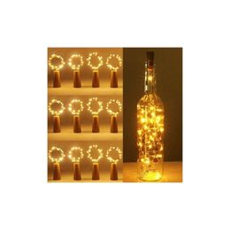 Tovbmup - Solar-Lichterketten (12 Stück) Flaschenlicht Batterie, 2m 20 led Glaskorkenlicht Kupferdraht Flaschenlichterketten für Party, Garten,