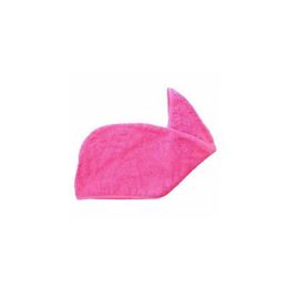 Luxuriöses Turban-Haartuch mit Schnalle und Knopfverschluss, Baumwolle, 69 x 25 cm – Pink