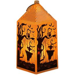 LED-Halloween-Laterne, kleine flammenlose Laterne im Retro-Stil, Halloween-Dekoration, Vogelscheuche