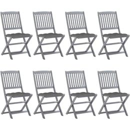 MAISONCHIC Klappbare 8 Stk.Gartenstühle Relax-Sessel,Gartenmöbel mit Kissen Massivholz Akazie -48349