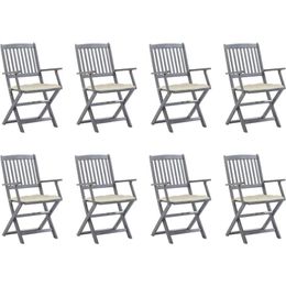 MAISONCHIC Klappbare 8 Stk.Gartenstühle Relax-Sessel,Gartenmöbel mit Kissen Massivholz Akazie -66066
