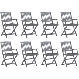 MAISONCHIC Klappbare 8 Stk.Gartenstühle Relax-Sessel,Gartenmöbel mit Kissen Massivholz Akazie -51441