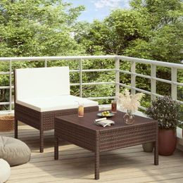 2-tlg. Garten-Lounge-Set Gartenmöbel-Set Terrassen-Sitzgruppe mit Auflagen Poly Rattan Braun ZDEH54531 MAISONCHIC
