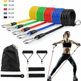 Fitnessband Set 11 In 1 Resistance Bands Stapelbar bis zu 100lbs, mit 5 Widerstandsbnder Set/Gymnastikband, Griffe, Knchelriemen, Türanker und