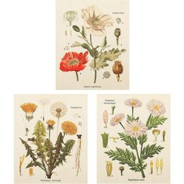 Wandteppich mit Blumen, 3 Stück, Wandbehang – Wildblumen, Pflanzen, Blumenteppich, Identifikationsreferenz, kleiner Wandteppich für Schlafzimmer,