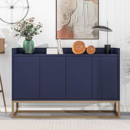 Merax - Sideboard mit verstellbaren Einlegeböden und goldenen Metallrahmen, Kommode mit Push-to-Open Funktion, Anrichte, Buffetschrank, Breite: