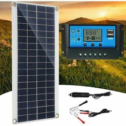300W 12V Solarpanel, Solarpanel-Kit, 60A Solarladeregler-Ladegerät-Kit für Wohnmobil, Yacht, Outdoor, Garten, Beleuchtung