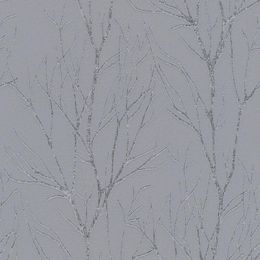 Graue Tapete mit Glitzer Baum Vliestapete in Dunkelgrau mit Vinyl Wald Wandtapete ideal für Schlafzimmer und Esszimmer - Grey, Silver