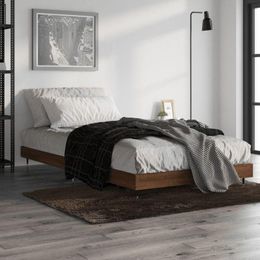 Bettgestell - Schlafzimmerbett - Erwachsenenbett Braun Eichen-Optik 100x200 cm Holzwerkstoff XTJTE119796 MAISONCHIC