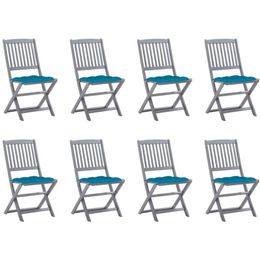 MAISONCHIC Klappbare 8 Stk.Gartenstühle Relax-Sessel,Gartenmöbel mit Kissen Massivholz Akazie -64158