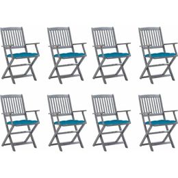 MAISONCHIC Klappbare 8 Stk.Gartenstühle Relax-Sessel,Gartenmöbel mit Kissen Massivholz Akazie -53564