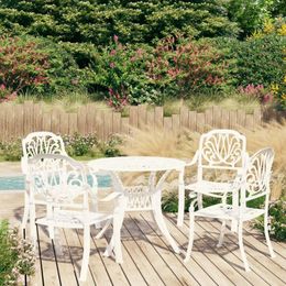 5-tlg. Gartenmöbel Set Bistro-Set - Esstisch mit 4 Stühlen Aluminiumguss Weiß BV504673 - BonneVie