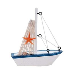 Holz-Segelboot-Ornament mit Anker, Fischernetz, Muschel, Seestern, Segelboot-Modell, nautische Dekoration