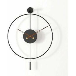 Moderne Wanduhr mit schwingendem Pendel, Hängeuhr für Wohnkultur, leise, nicht tickende Uhr, batteriebetrieben, leicht ablesbar. Schwarz, 50 cm.