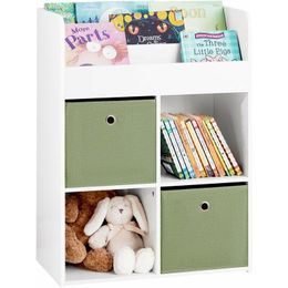 sobuy - KMB79-W Kinder Bücherregal Kinderregal mit 2 Stoffboxen Spielzeugregal Aufbewahrungsregal für Kinder Spielzeug-Organizer Weiß bht ca.