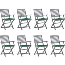 MAISONCHIC Klappbare 8 Stk.Gartenstühle Relax-Sessel,Gartenmöbel mit Kissen Massivholz Akazie -61382